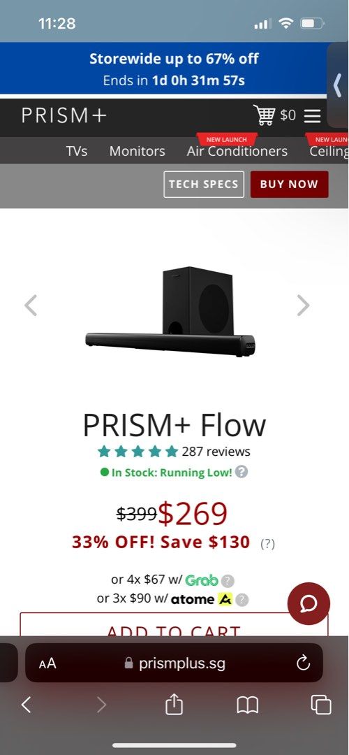 PRISM+ Flow Soundbar, Audio, Soundbars, Speakers & Amplifiers on Carousell
