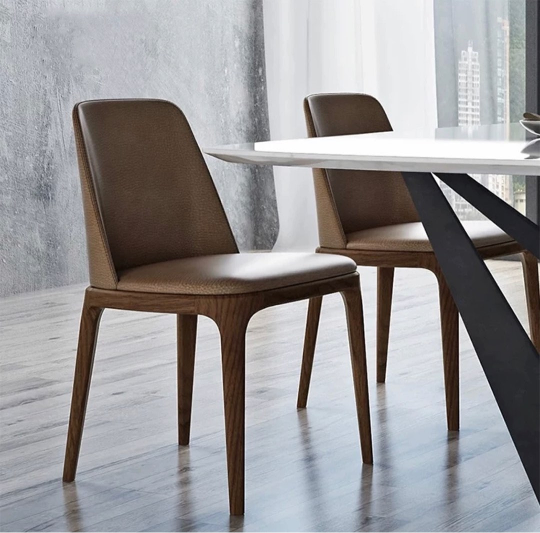 QUAD Leather Dining Chairs, Furniture & Home Living, Furniture, Chairs ...