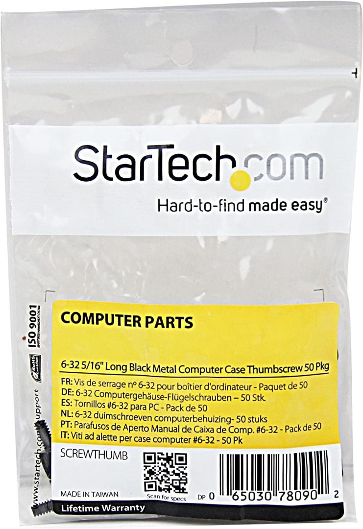 StarTech.Com 6-32 5/16in Long Black Metal Computer Case Thumbscrew Pkg ...