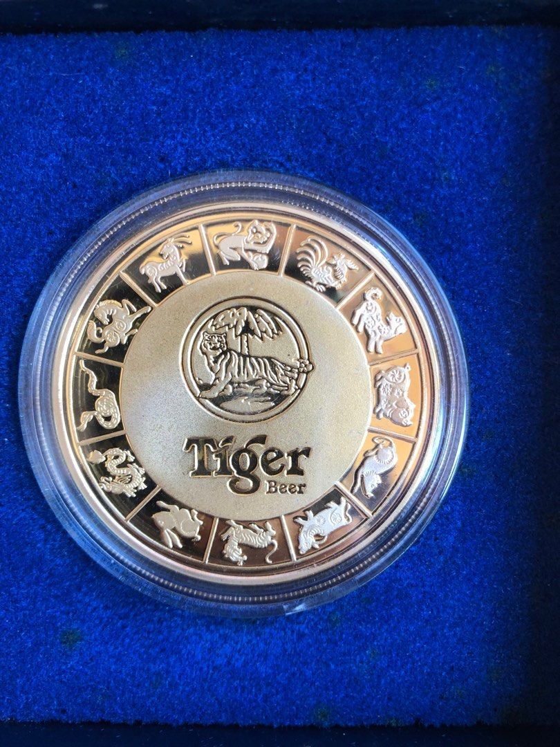 Tiger 2004 Monkey Zodiac Year 24K Gold plated Big Medallion Proof Coin ...