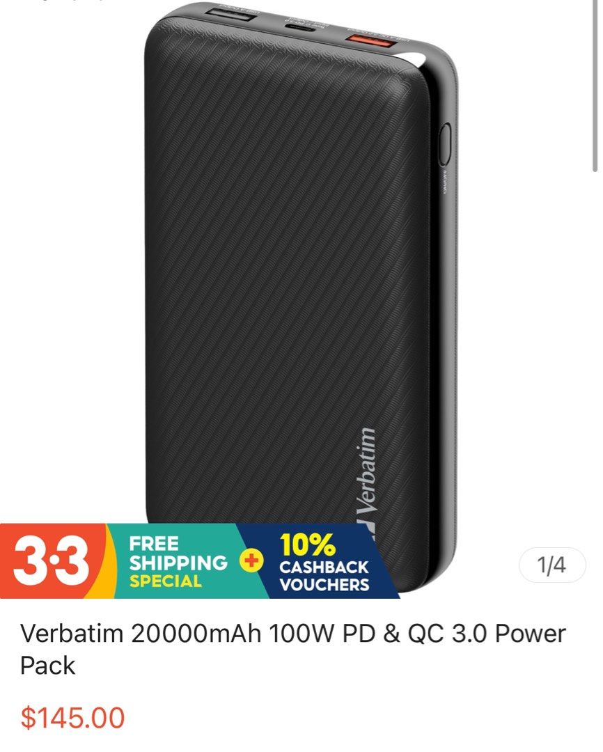 Verbatim 20000mAh 100W PD & QC 3.0 Power Bank , Mobile Phones & Gadgets ...