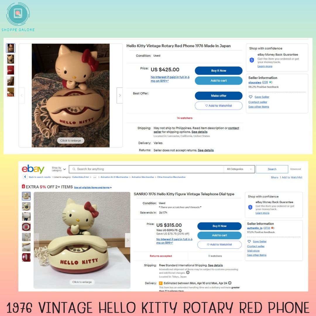 VINTAGE 1976 HELLO KITTY ROTARY TELEPHONE, Hobbies & Toys, Memorabilia ...