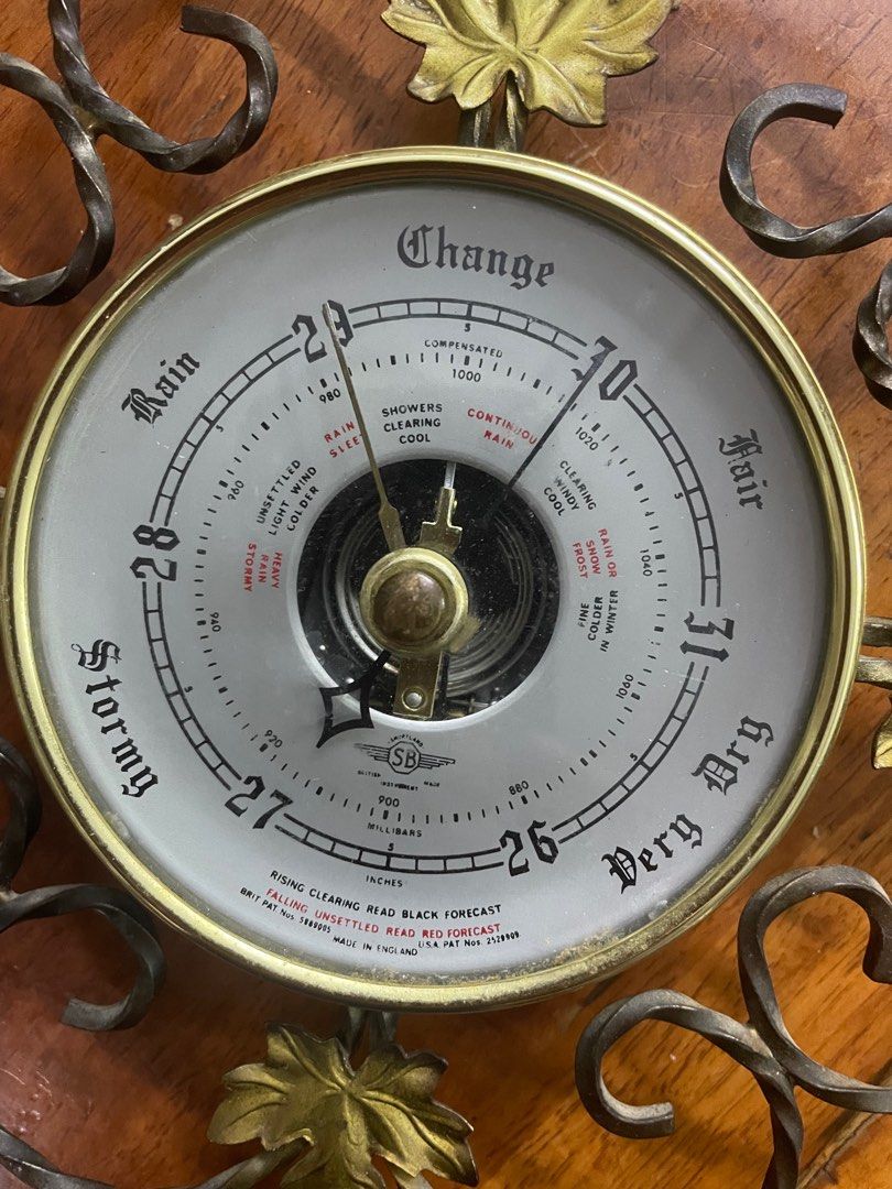 Vintage English Barometer with Iron work Frame 20x20cms, Hobbies & Toys ...