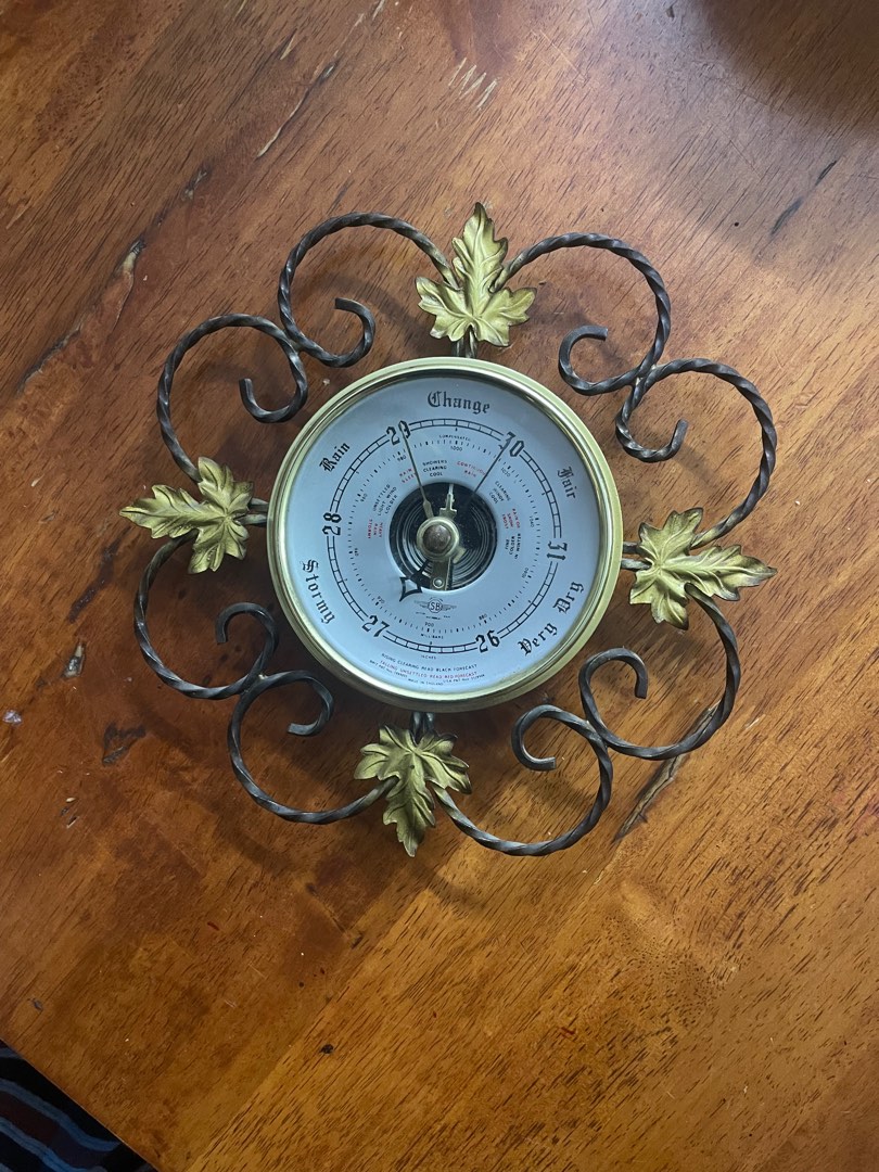 Vintage English Barometer with Iron work Frame 20x20cms, Hobbies & Toys ...