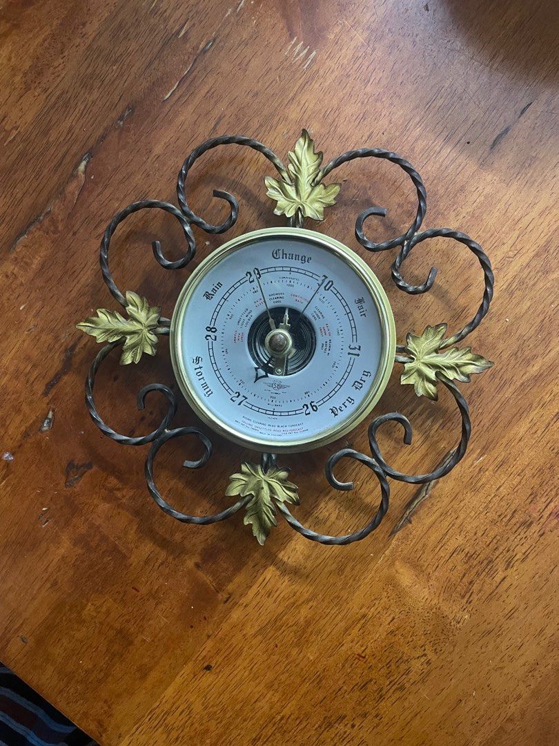 Vintage English Barometer with Iron work Frame 20x20cms, Hobbies & Toys ...