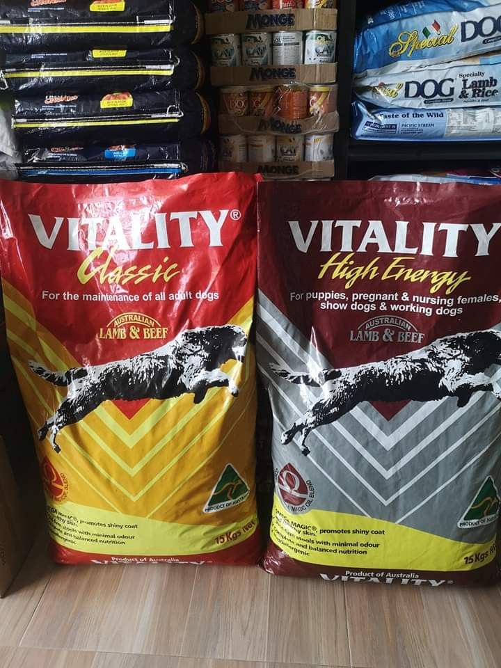 VITALITY CLASSIC 15KG, VITALITY HIGH ENERGY 15KG, Pet Supplies, Pet Food on Carousell