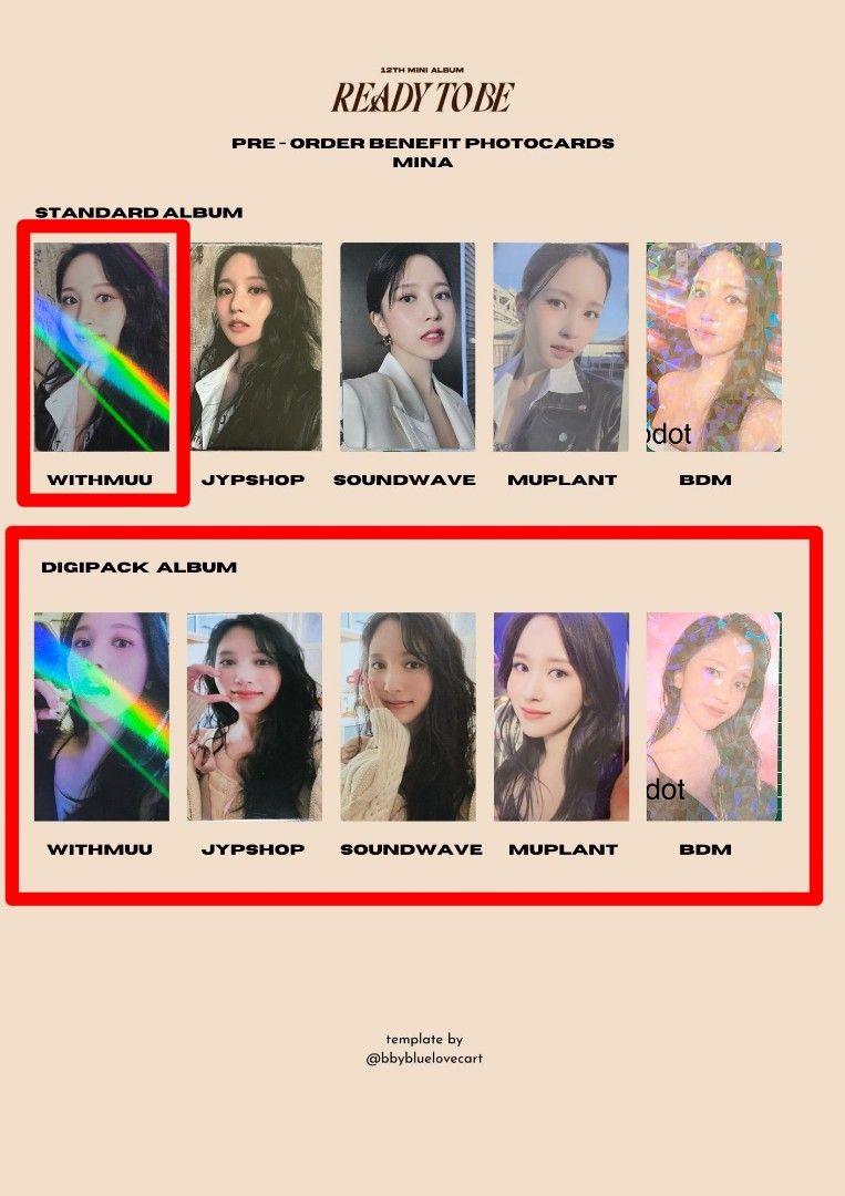 WTS WTT Twice Mina READY TO BE digipack POB Set Photocards, Hobbies & Toys, Memorabilia ...
