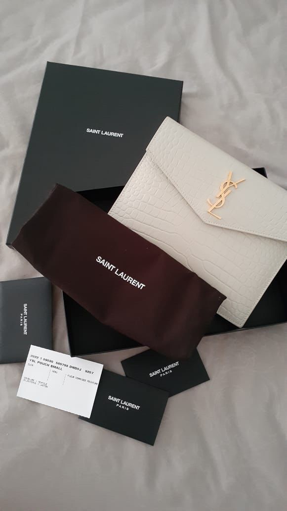 YSL Clutch Croco envelop 2022., Barang Mewah, Tas & Dompet di Carousell