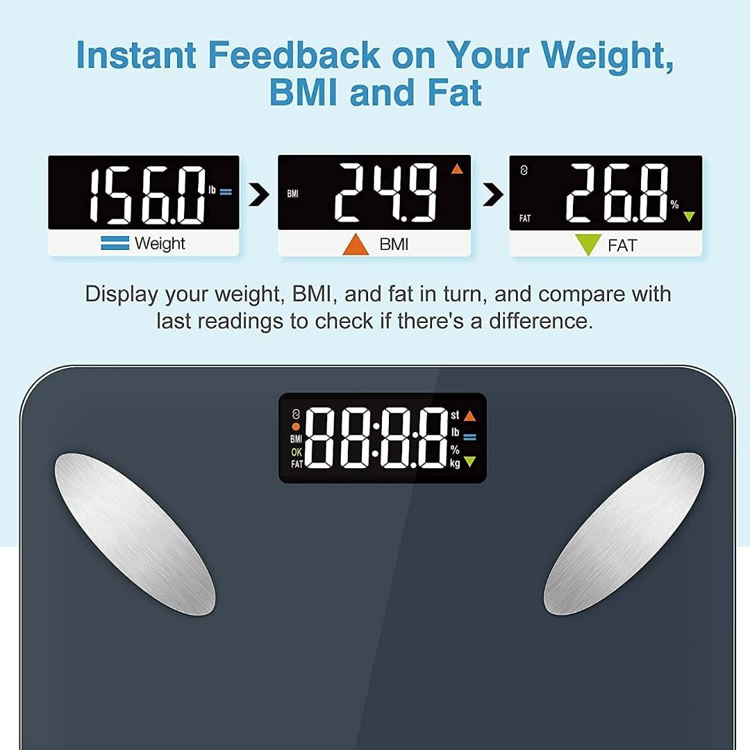 2817 1byone Body Fat Scale Bluetooth Smart Bathroom Scales Digital