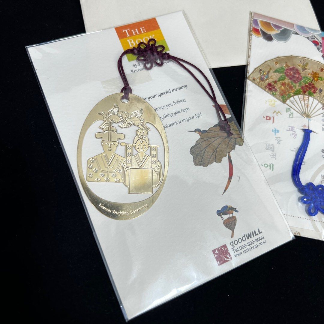 2 pcs X Korea Tradisional Stainless Steel 24k Gold Plated Bookmark set ...