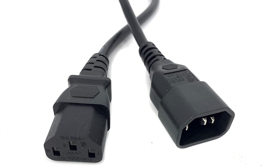 2M IEC Power Extension Cable Kettle Male to Female 3 Pin UPS Lead C13 ...