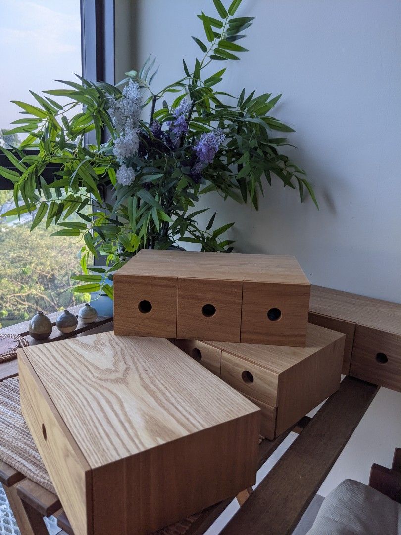 Four (4) Japanese wood boxes with drawers - also sold individually ...