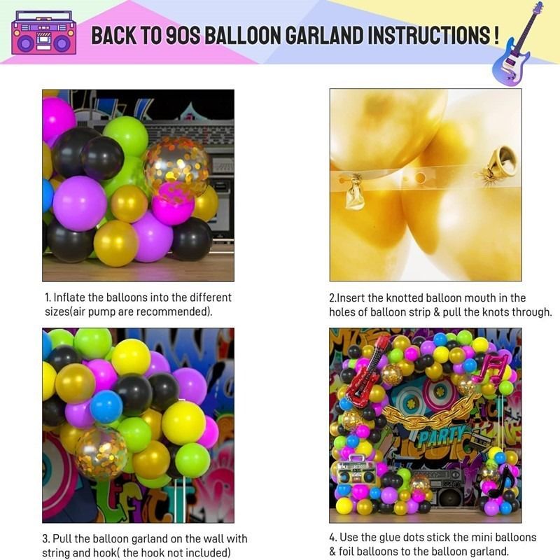 Back To 90S Theme Party Balloons Decorations, Radio Boombox, Disco Ball ...