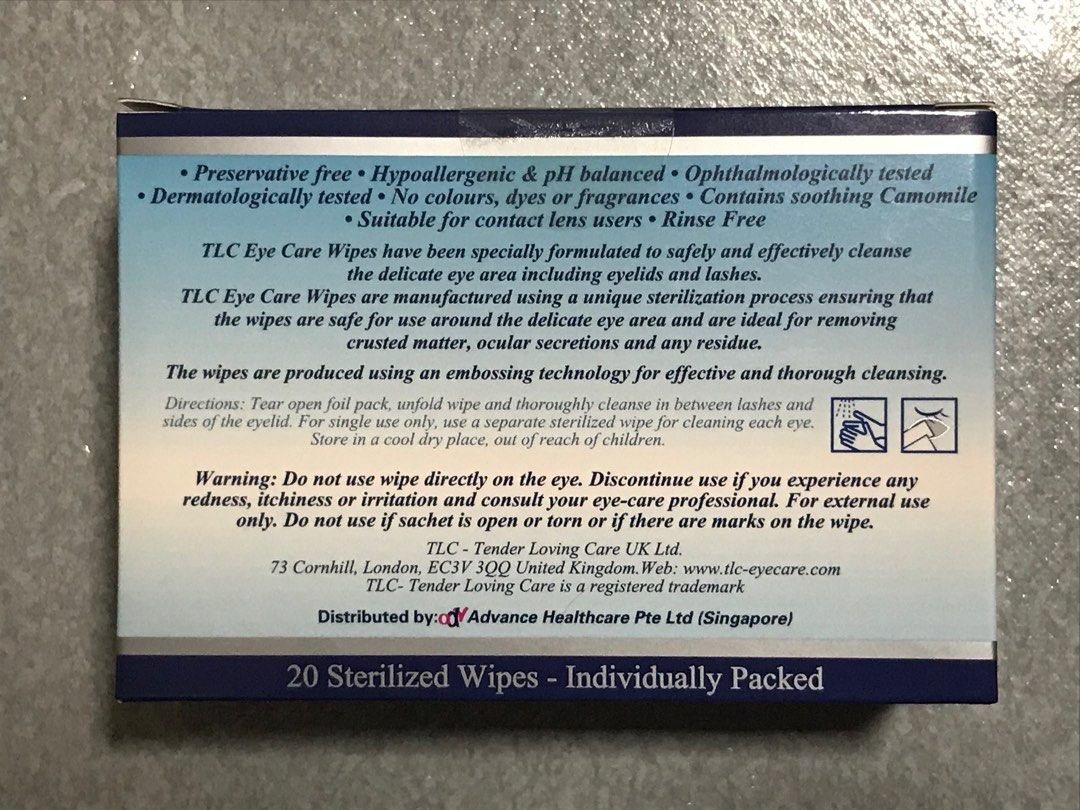 BNIB - TLC Eye Care Wipes, Beauty & Personal Care, Vision Care on Carousell