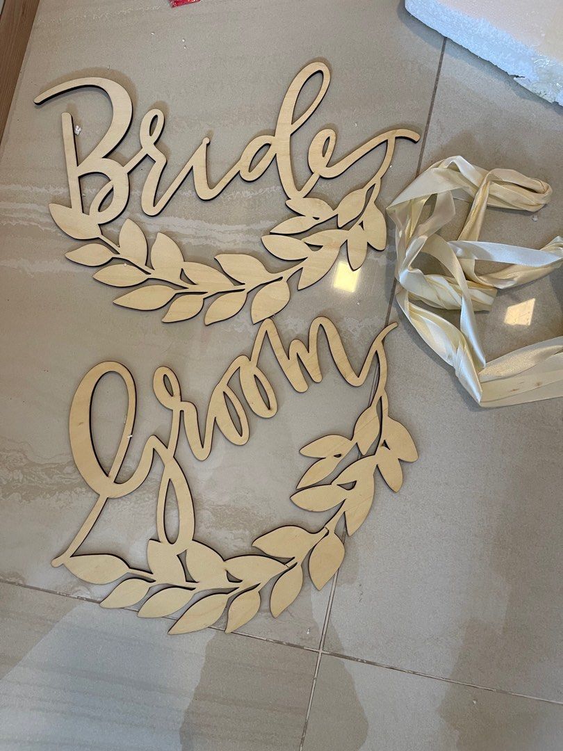 Bride and groom signs, Furniture & Home Living, Home Decor, Other Home ...