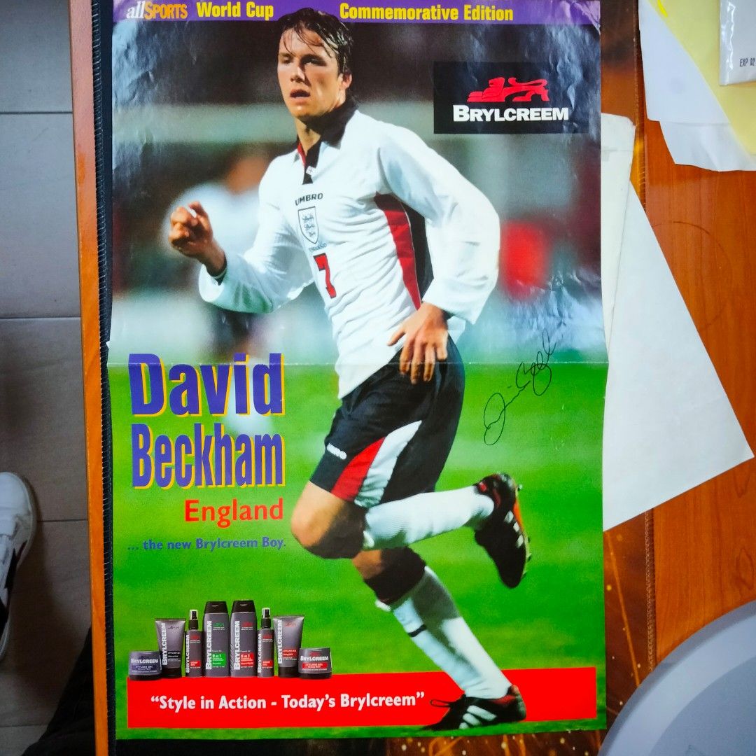 BRYLCREEM DAVID BECKAM POSTER 1998, Sports Equipment, Other Sports ...
