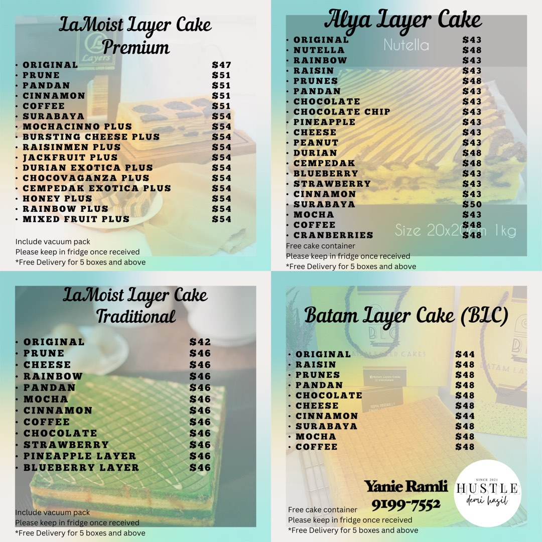 Cake Lapis Batam (Alya, La Moist & Batam Layer Cake), Food & Drinks ...