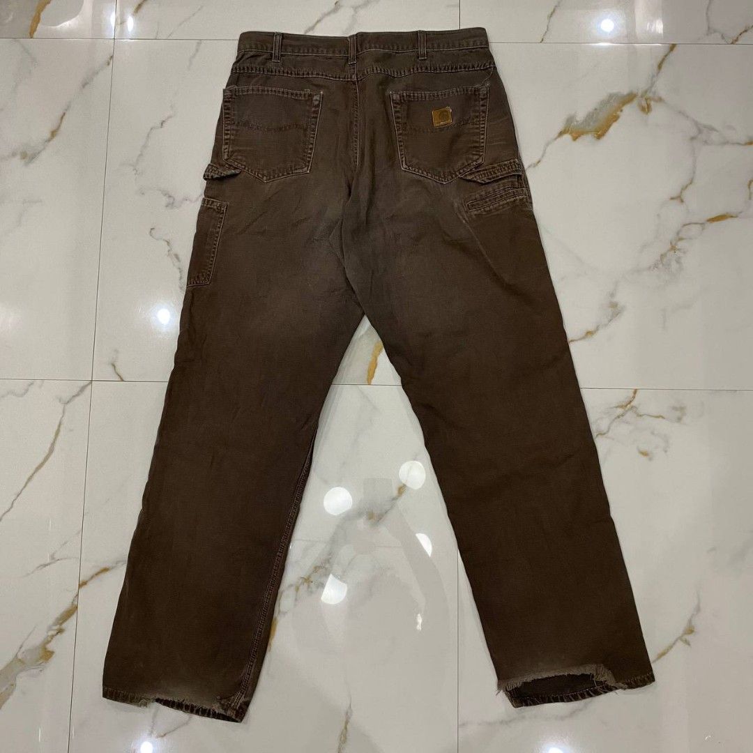 CARHARTT CHOCO BROWN CARPENTER PANTS, Men's Fashion, Bottoms, Jeans on ...