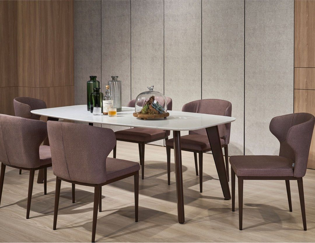 Carrara Quartz Top Dining Table With Marble Accents, Furniture & Home ...