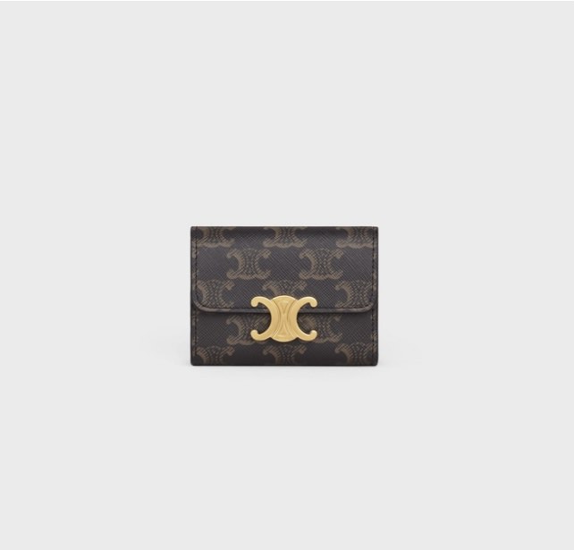 CELINE COMPACT WALLET TRIOMPHE IN TRIOMPHE CANVAS TAN, Women's Fashion ...
