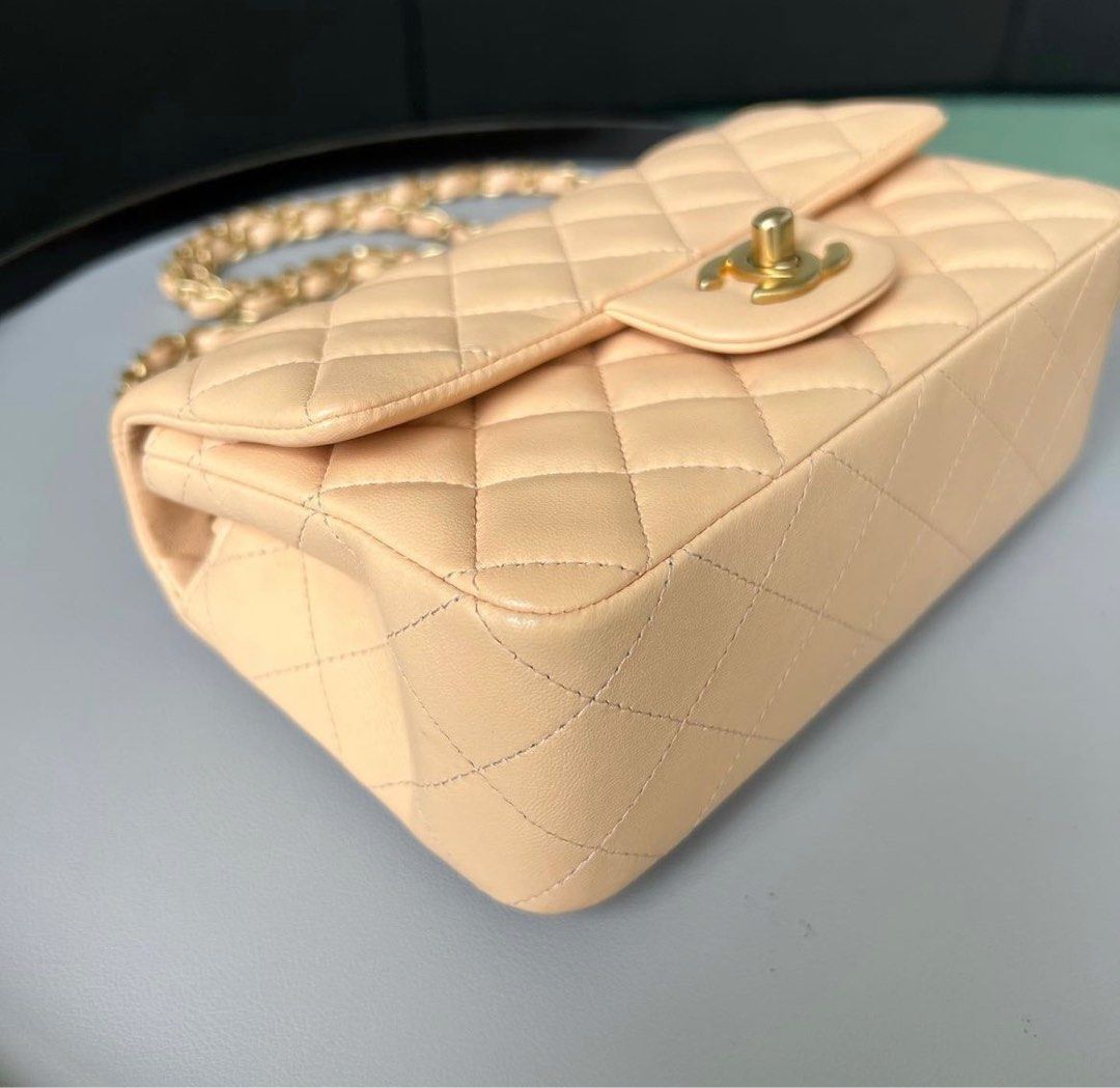 Chanel Mini Rectangular Flap Lambskin Beige / Ghw, Luxury, Bags ...