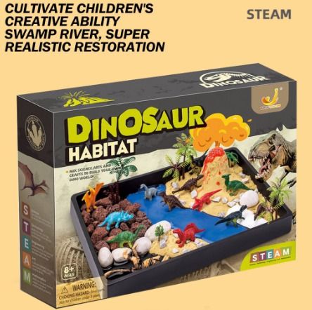 Children's Jurassic Dinosaur Fossil Volcano Eruption Model Habitat ...