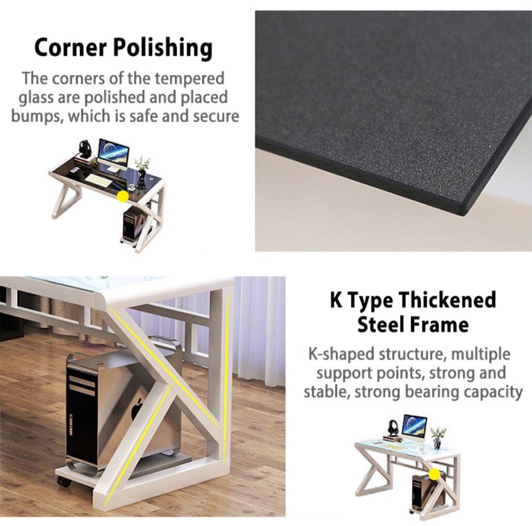 Computer Table (Tempered Glass), Furniture & Home Living, Furniture ...