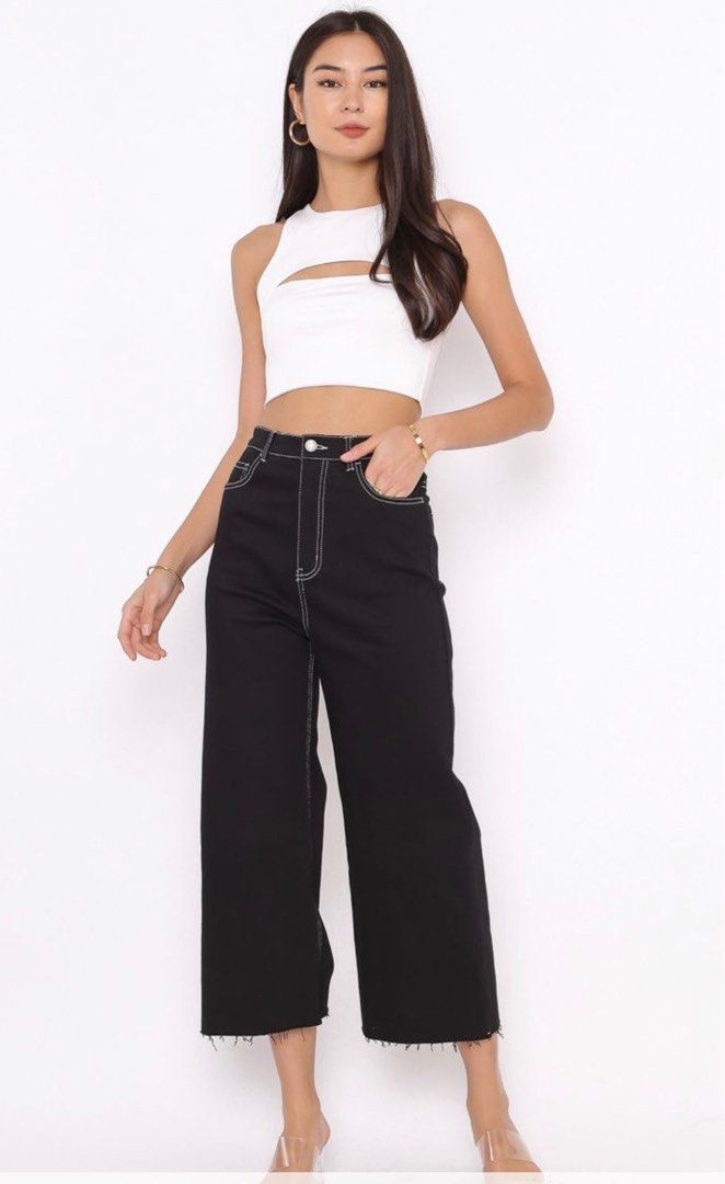 Conor Contrast Stitch Jeans in Black, Women's Fashion, Bottoms, Jeans ...