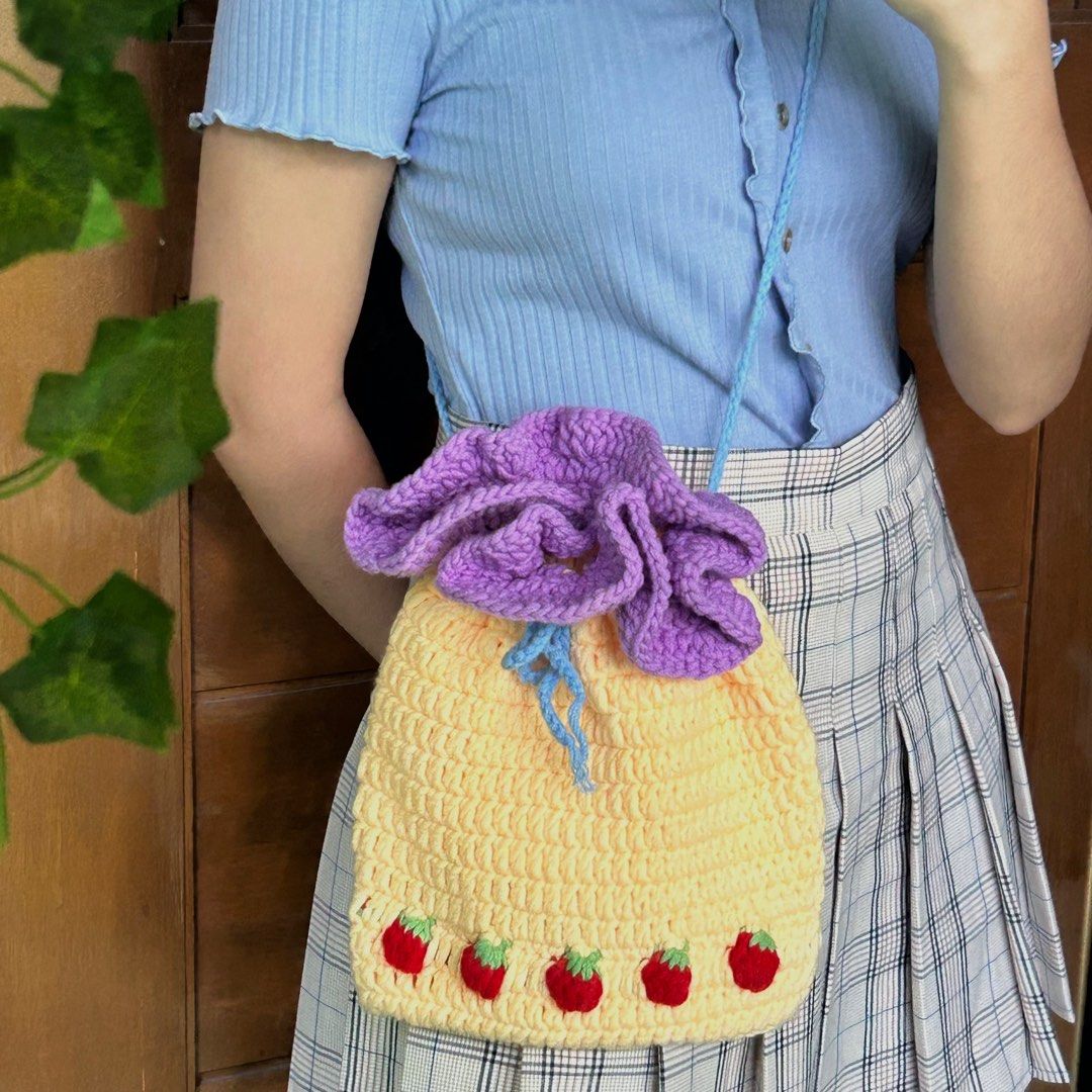 Crocheted Strawberry Pouch Bag -Twice Mina on Carousell