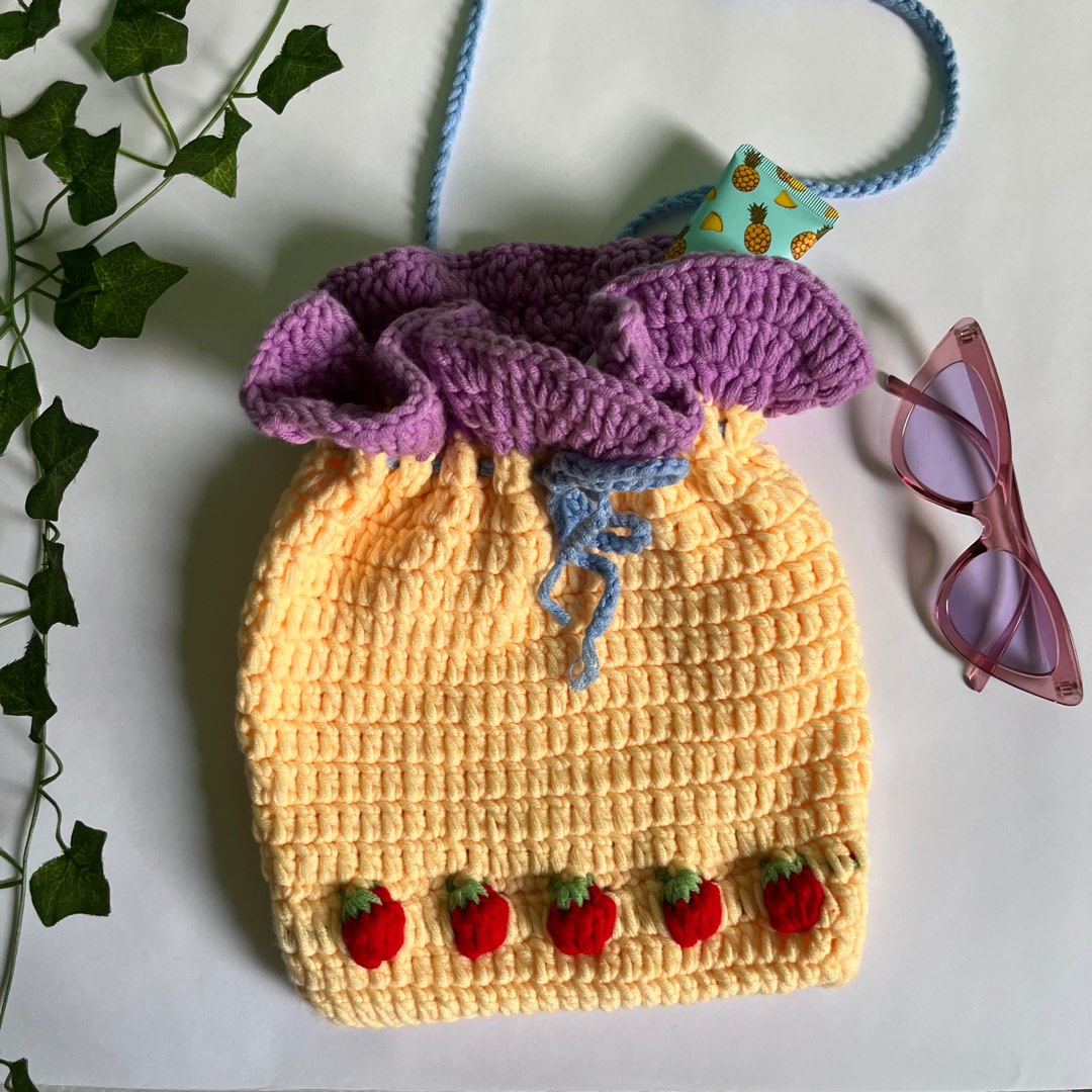 Crocheted Strawberry Pouch Bag -Twice Mina on Carousell