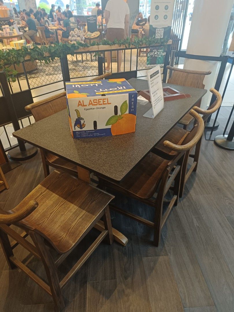 Dining .arble Table with 4 wooden chairs, Furniture & Home Living ...