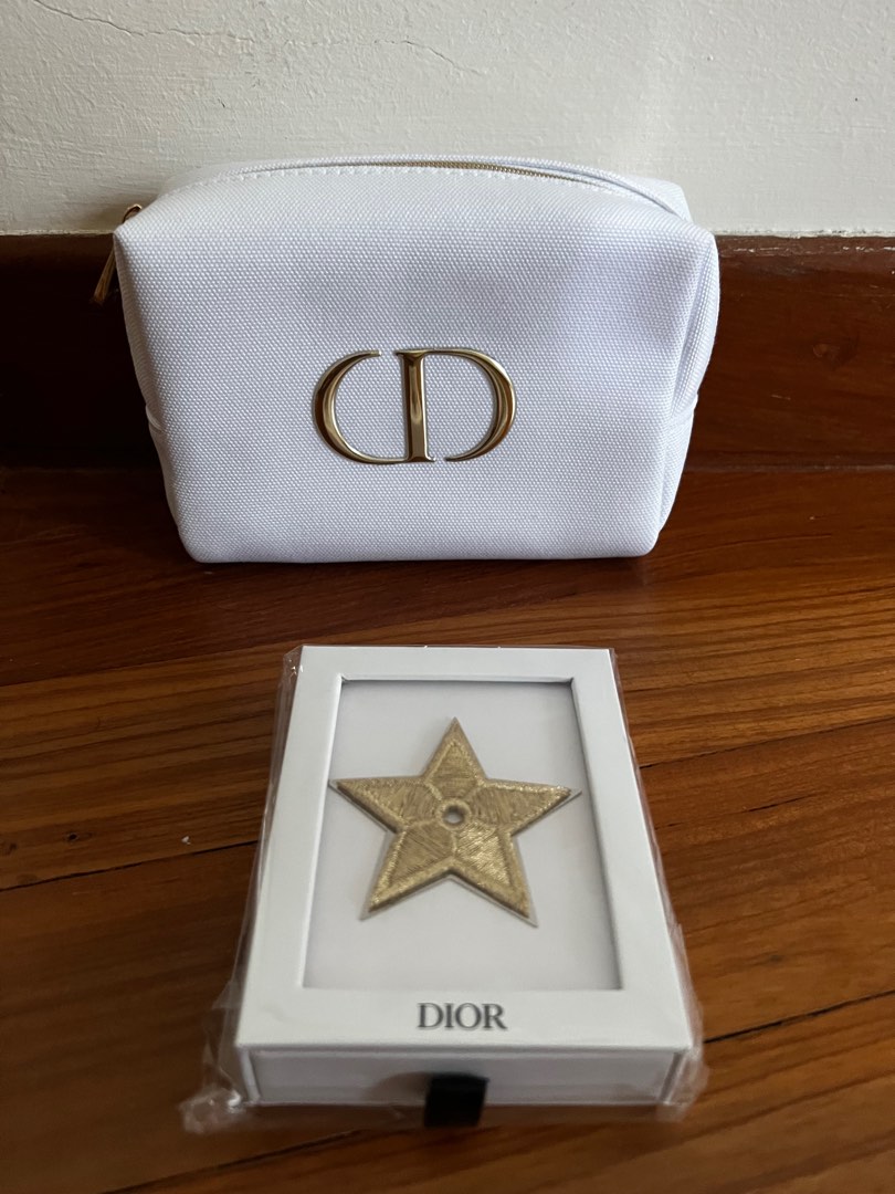 Authentic Dior make up pouch + pin, Luxury, Bags & Wallets on Carousell