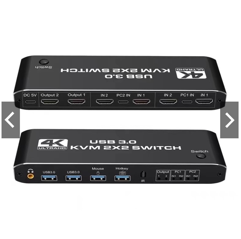 Dual Monitor HDMI KVM Switch 2x2 USB3.0 HDMI KVM Switch 2 in 2 out 4K ...