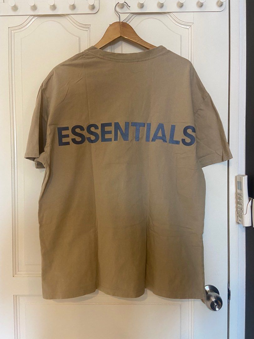 Used Fear of God Essentials SS19 Reflective Tan Tee, Men's Fashion ...