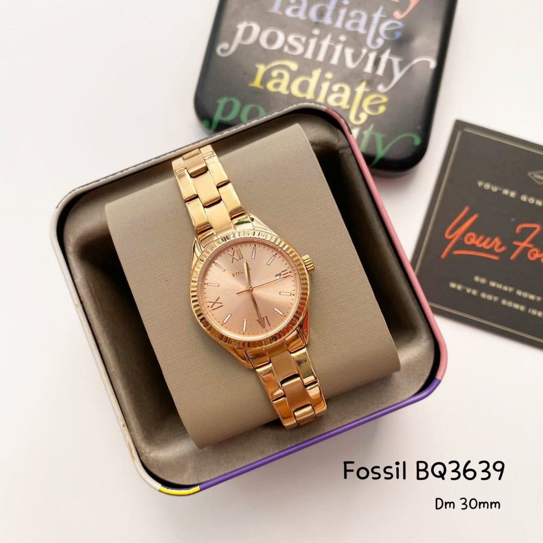 Fossil BQ 3639 Rye Three-Hand Date Rose Gold-Tone Stainless Steel Watch on Carousell