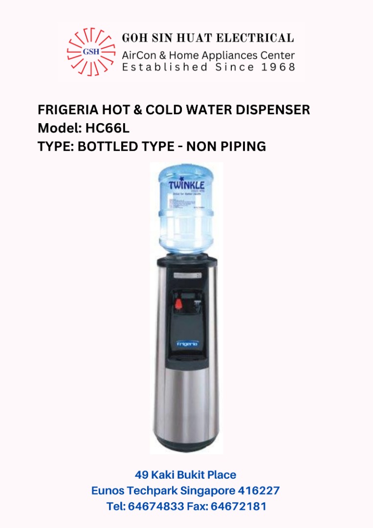 Frigeria HC66L Hot and Cold Floor Standing Bottled Type Water Dispenser ...