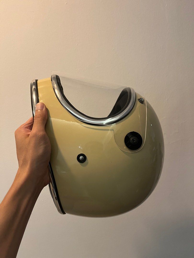 Full Face Bullitt style helmet - L (Cream), Motorcycles, Motorcycle ...