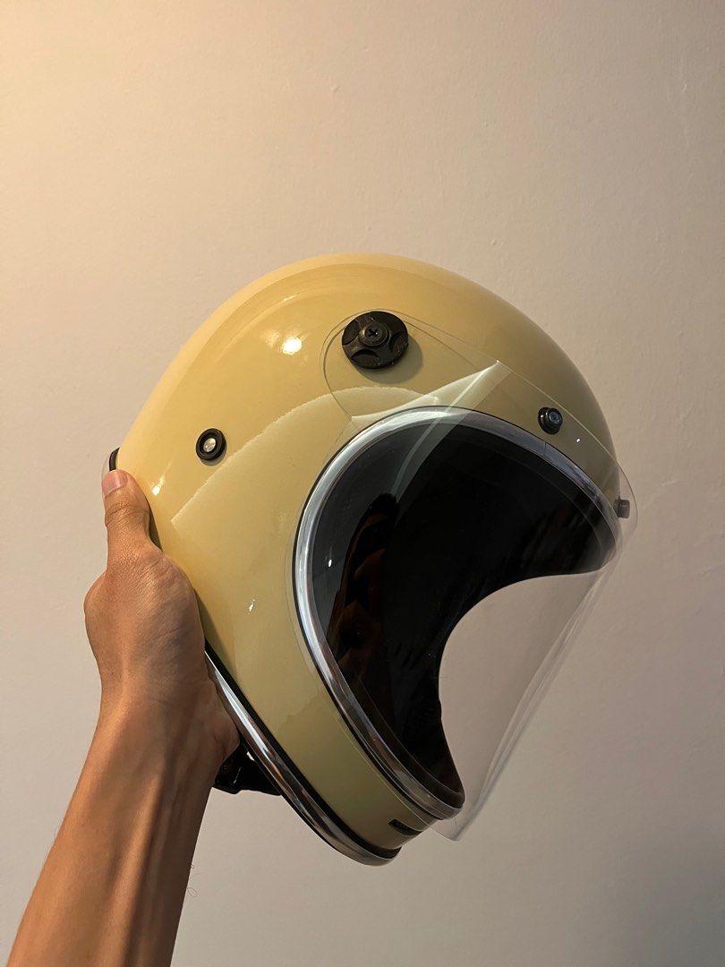 Full Face Bullitt style helmet - L (Cream), Motorcycles, Motorcycle ...