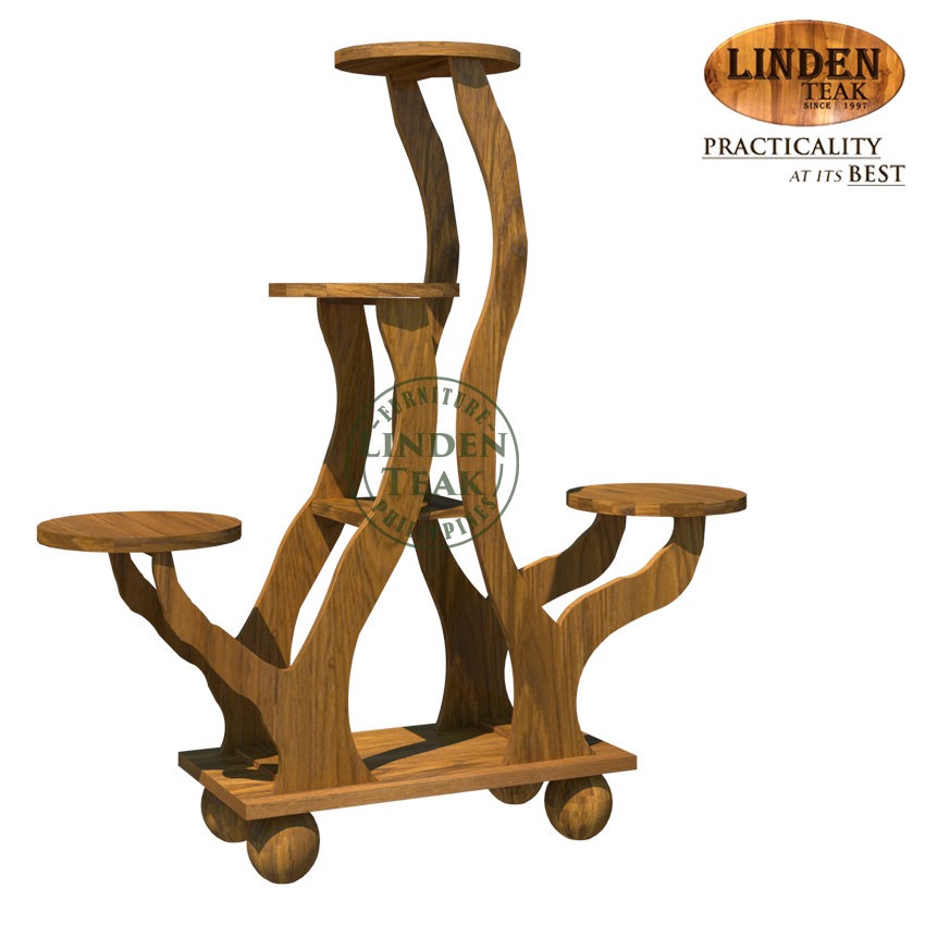 Handcrafted Solid Teak Wood Plant Rack, Furniture & Home Living ...