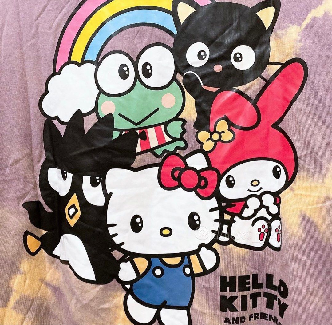 H&M Hello Kitty Tie Dye Oversized Shirt, Women's Fashion, Tops, Shirts ...