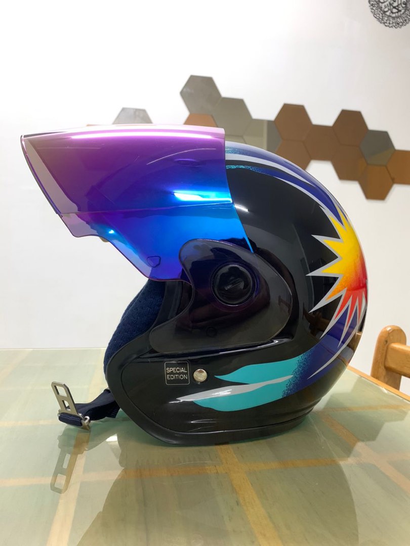 Helmet LTD Bintang 14 Hitam, Motorcycles, Motorcycle Apparel on Carousell