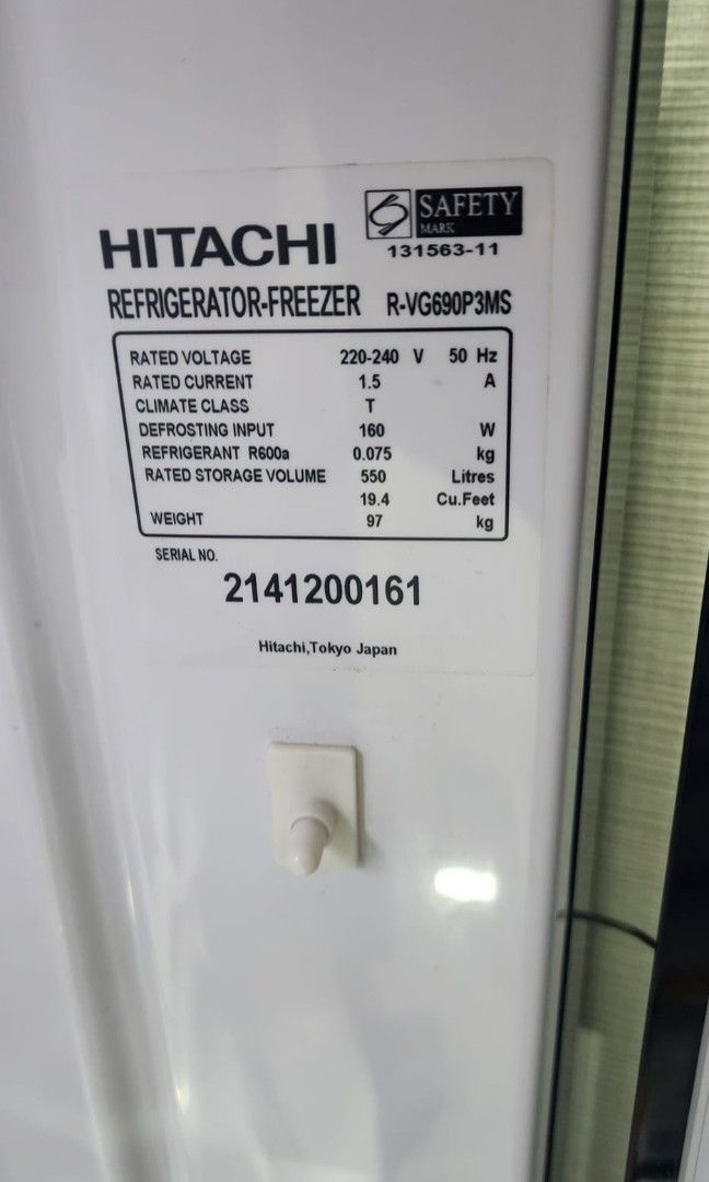 Hitachi R-VG690P3MS Refrigerator, TV & Home Appliances, Kitchen ...