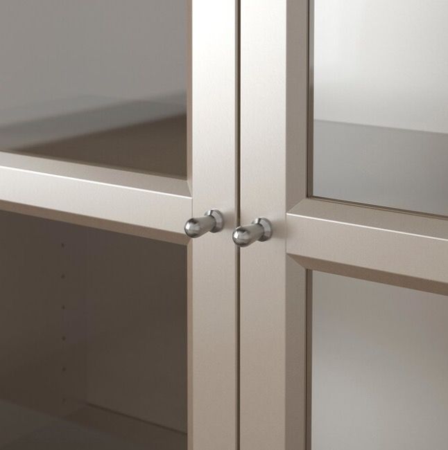 IKEA BILLY Bookcase with glass-doors, grey/metallic effect, 80x30x202 ...