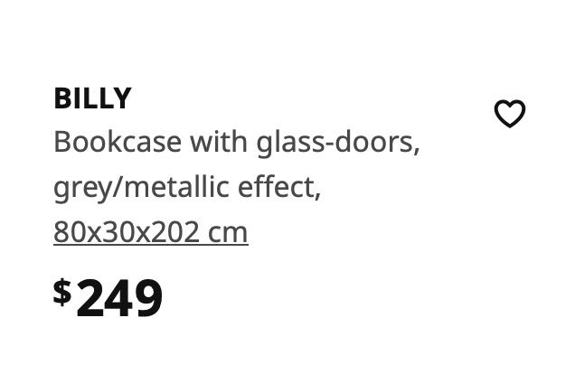 IKEA BILLY Bookcase with glass-doors, grey/metallic effect, 80x30x202 ...