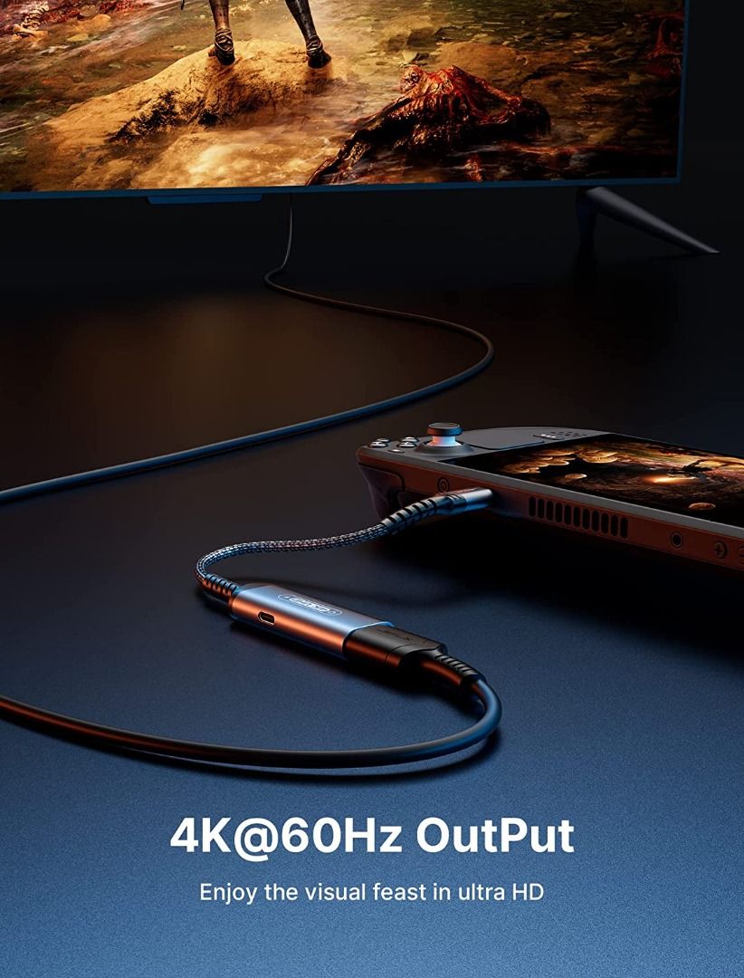 JSAUX USB C to HDMI Adapter and Charger for Steam Deck, 2-in-1 4K ...