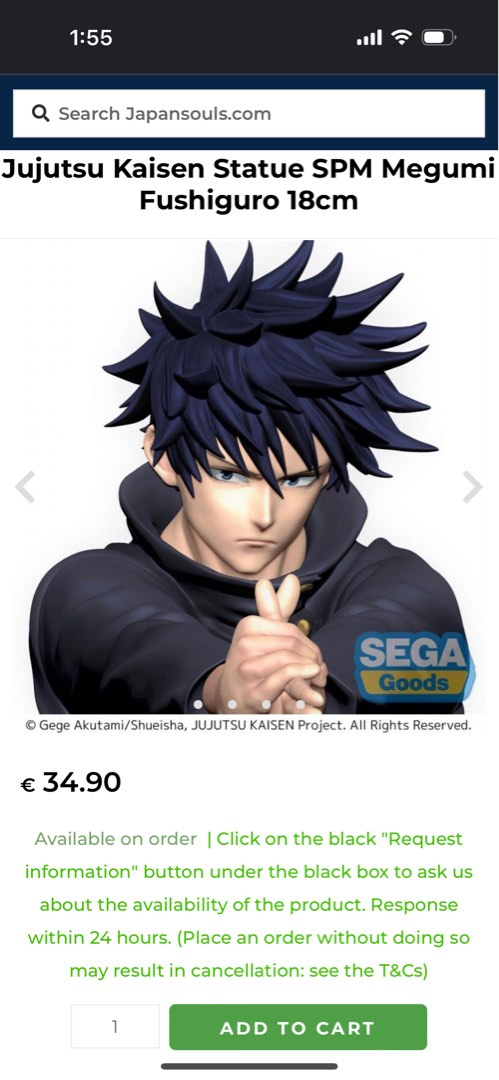 Jujutsu Kaisen Statue SPM Megumi Fushiguro, Hobbies & Toys, Memorabilia ...