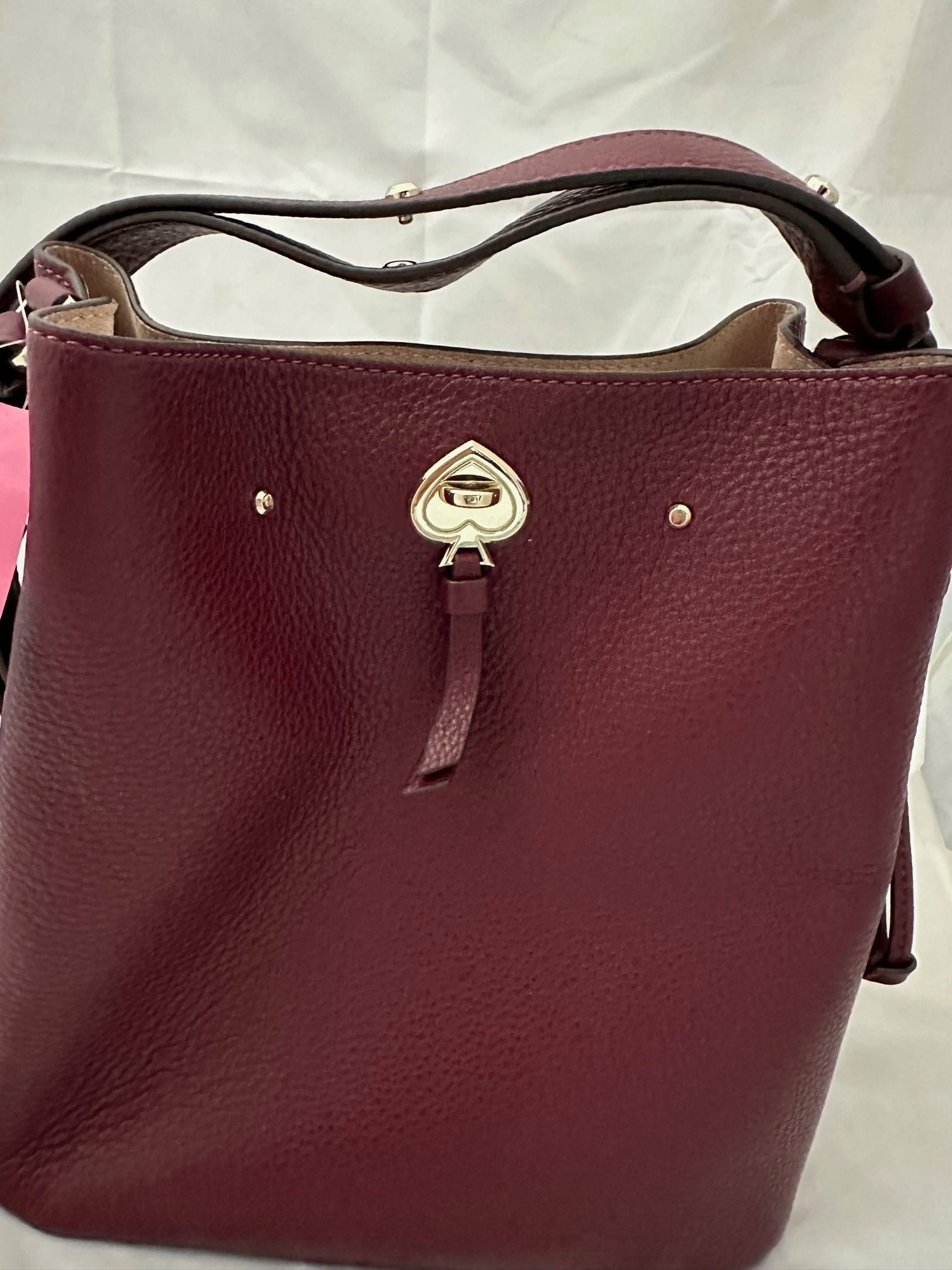 Kate Spade Marti Large Bucket Bag Pebbled Leather in Deep Berry ...