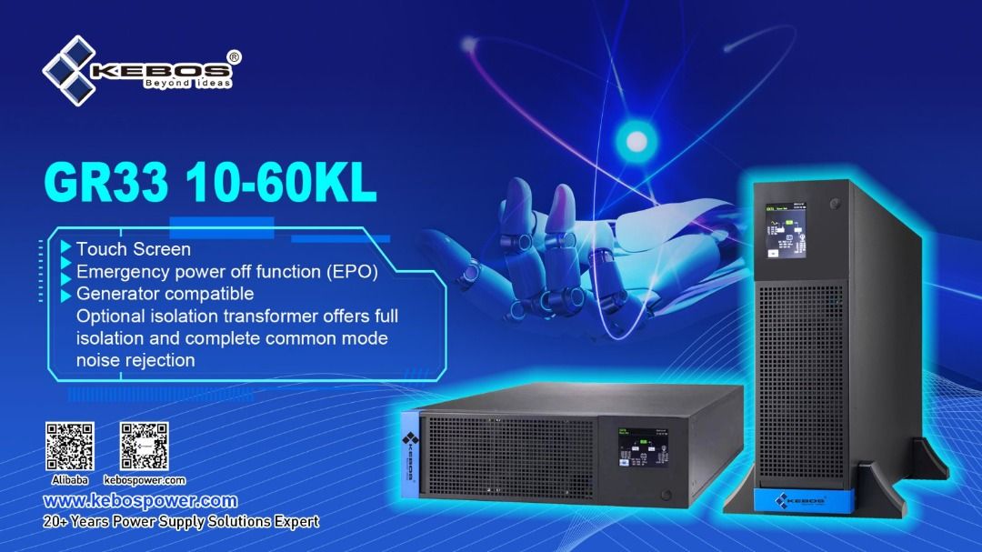 KEBOS GR33 10-60KVA Online Double Conversion Rack Mount UPS 3Phase 380 ...