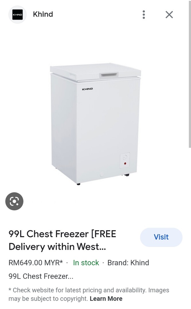 KHIND 99L CHEST FREEZER, TV & Home Appliances, Kitchen Appliances ...