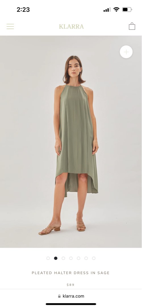 Klarra pleated halter dress in sage (Green), Women's Fashion, Dresses ...